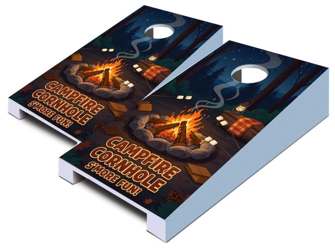 Campfire Cornhole Smore Fun Cornhole Set With Bags - Desktop Cornhole ...