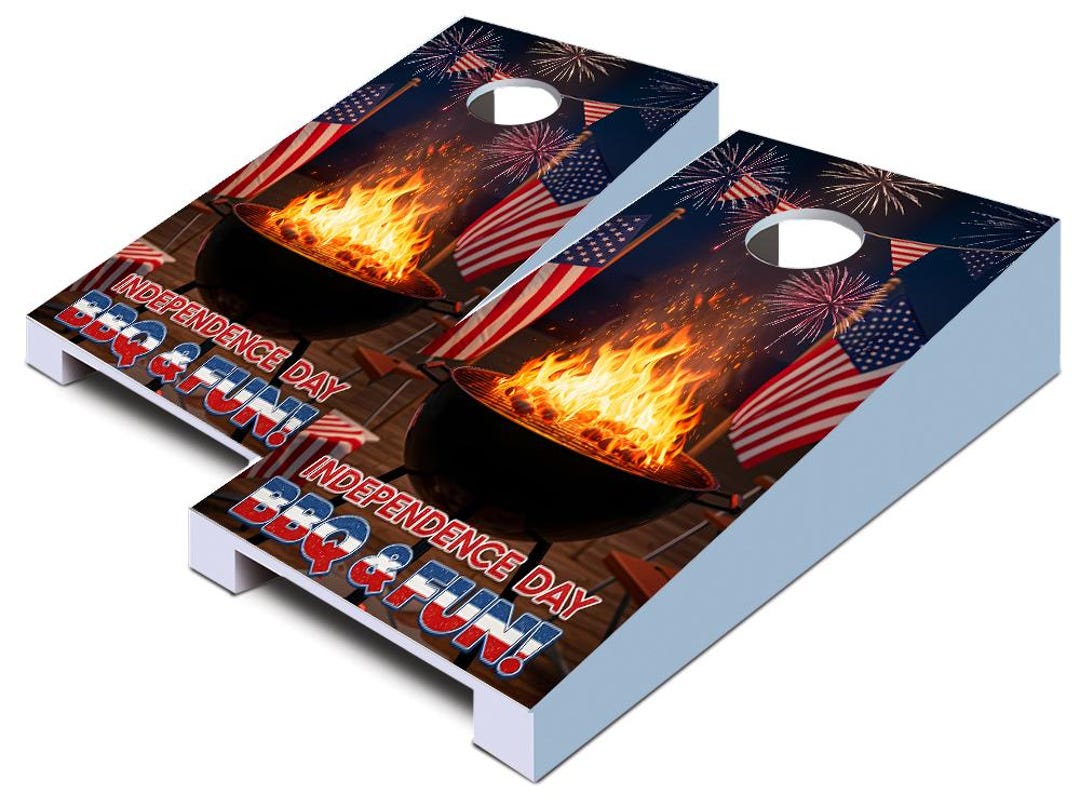 Independence Day BBQ and Fun Cornhole Set With Bags - Desktop Cornhole ...