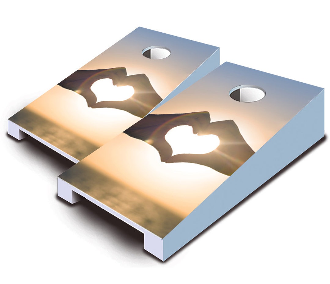 Love Sunset Tabletop Cornhole Set With Bags - Desktop Cornhole - Mini ...