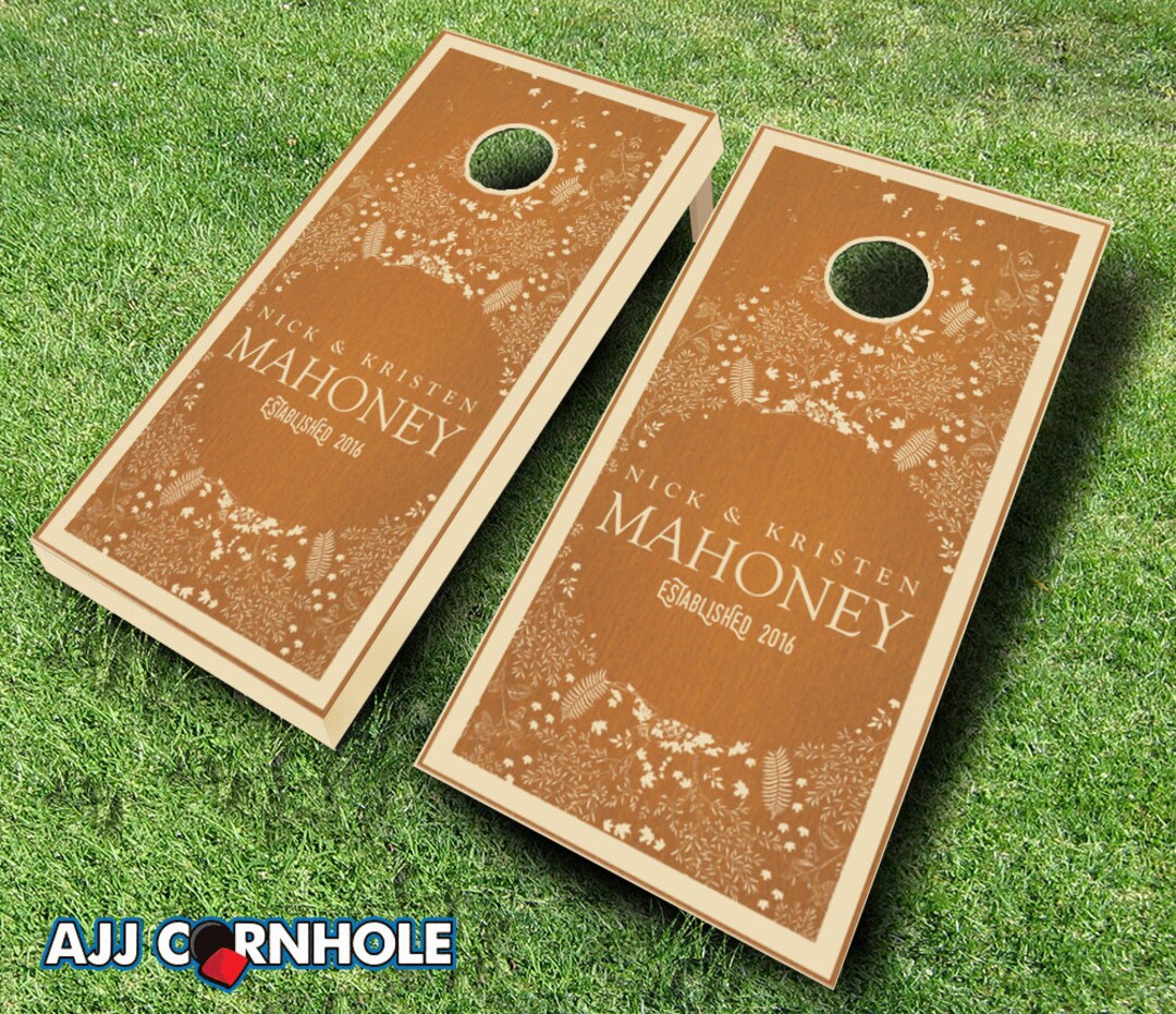 Stained "floral" Wedding Cornhole Set MAPLE With Bags - Wedding ...