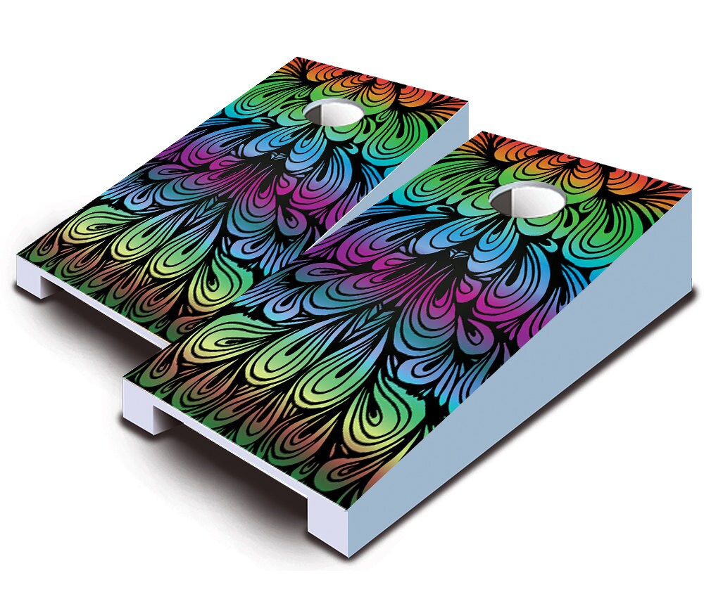 Rainbow Swirl Tabletop Cornhole Set With Bags Desktop - Etsy