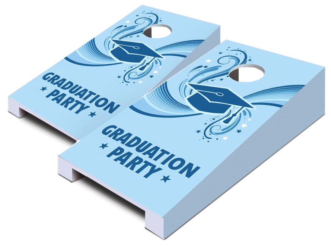 Graduation Party Baby Blue Cornhole Set With Bags - Desktop Cornhole ...