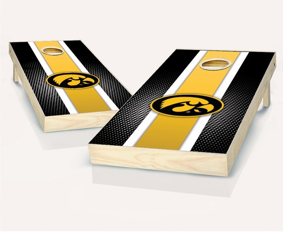 Officially Licensed Iowa Hawkeyes Striped Cornhole Set With - Etsy