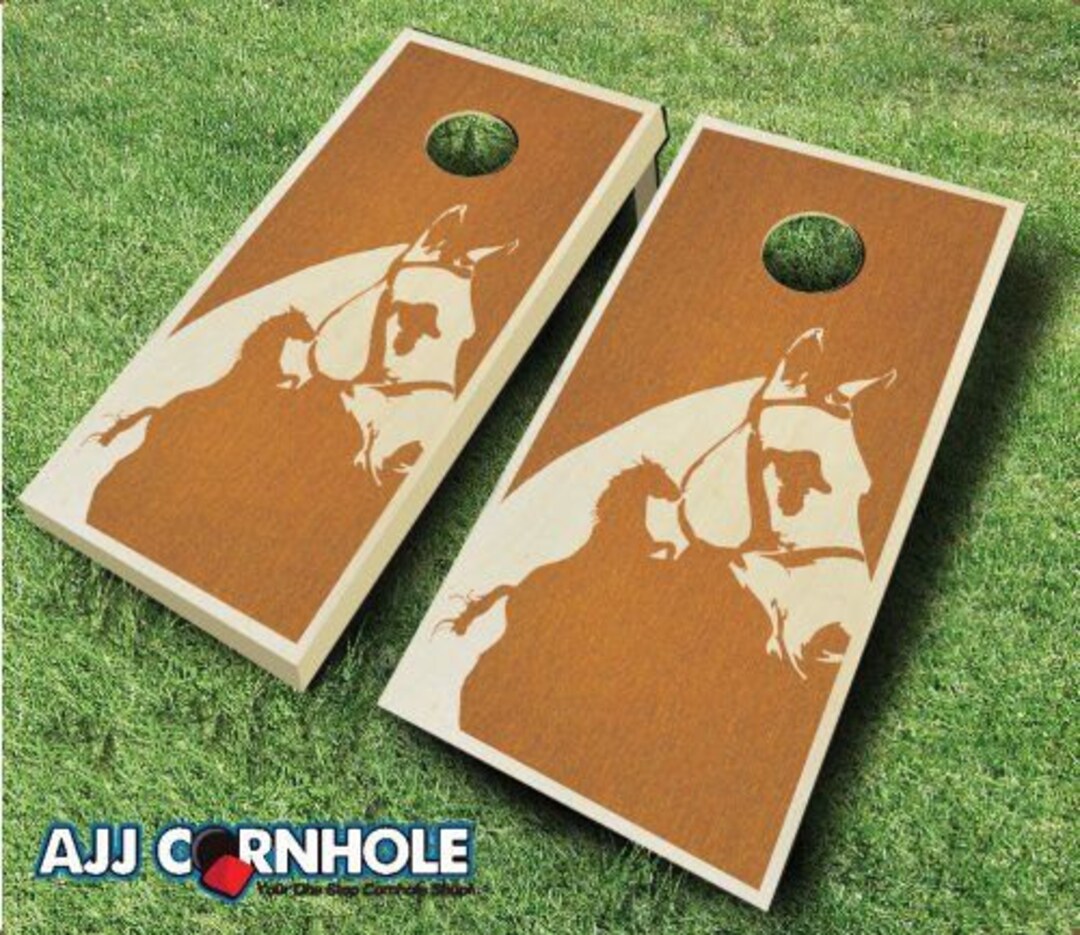 Horse Stained Cornhole Set MAPLE With Bags - Cornhole Set - Stained ...