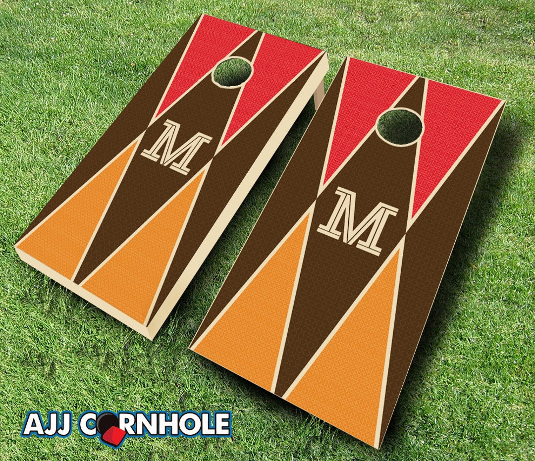 Colored Monogram Triangles Cornhole Set W/ Bags - Cornhole Set ...