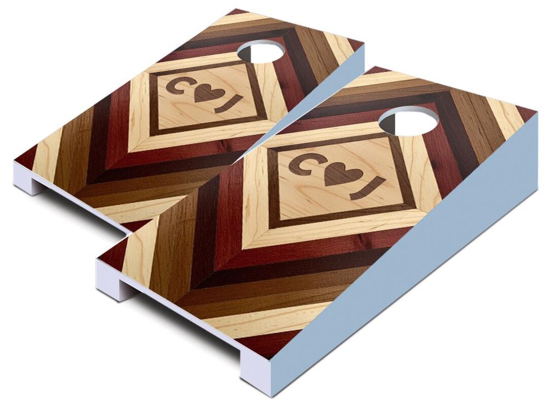 Personalized Wedding Multicolored Wood Diamond Tabletop Cornhole Set ...