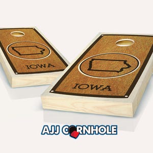 Stained "iowa" State Cornhole Set With Bags - Cornhole Set - Quality ...