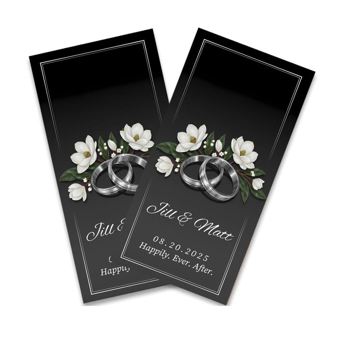 Personalized Wedding Rings White Flowers Black Cornhole Wraps ...