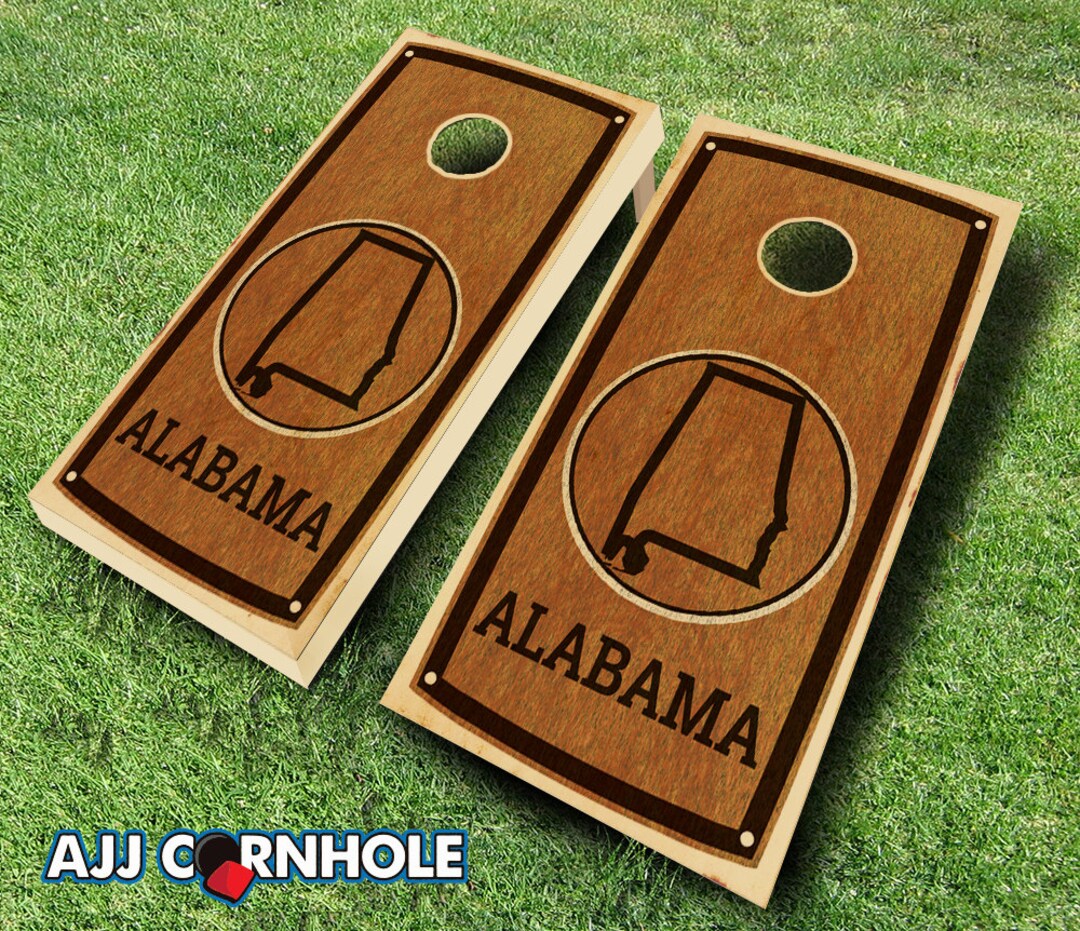 Stained "alabama" State Cornhole Set With Bags - Cornhole Set - Quality ...