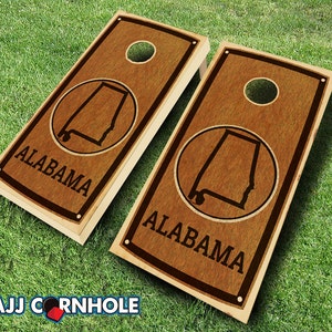 Stained "alabama" State Cornhole Set With Bags - Cornhole Set - Quality ...