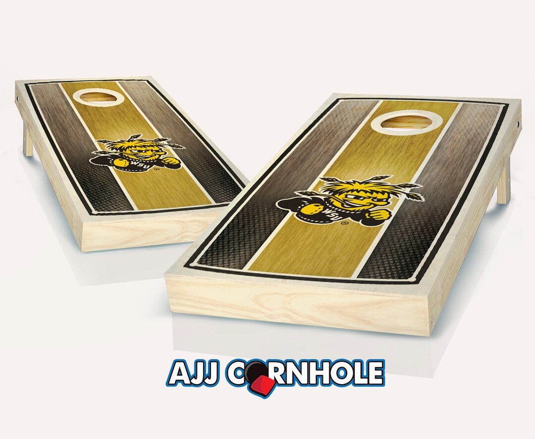 Officially Licensed Wichita State Shockers Striped Stained Cornhole Set ...
