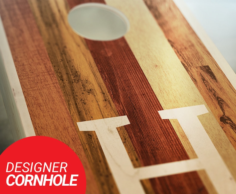 Multicolored Monogram White-washed Stained Cornhole Set With - Etsy