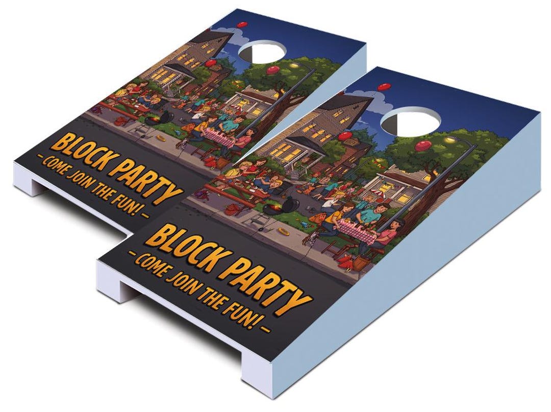 Block Party Come Join the Fun Cornhole Set With Bags - Desktop Cornhole ...