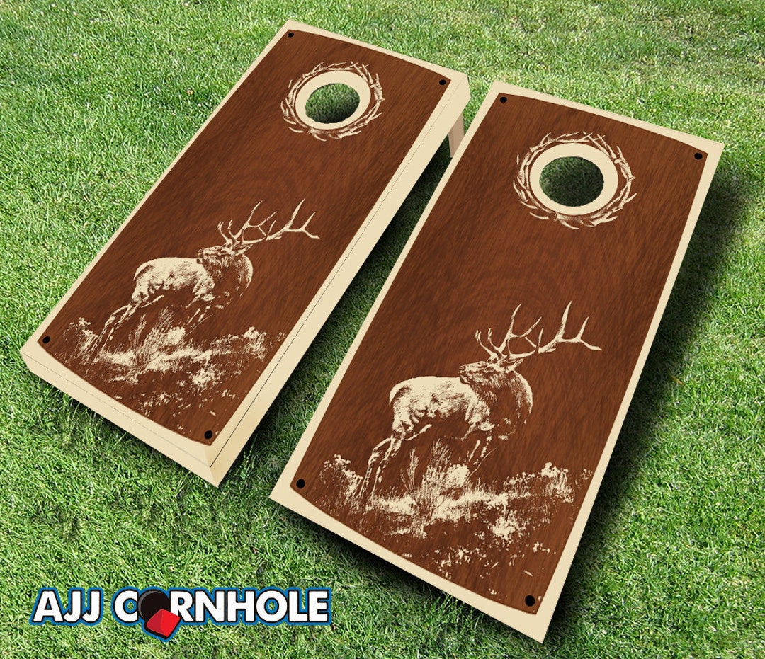 Retro Stained Tule Cornhole Set With Bags - Retro Stained Cornhole Set ...