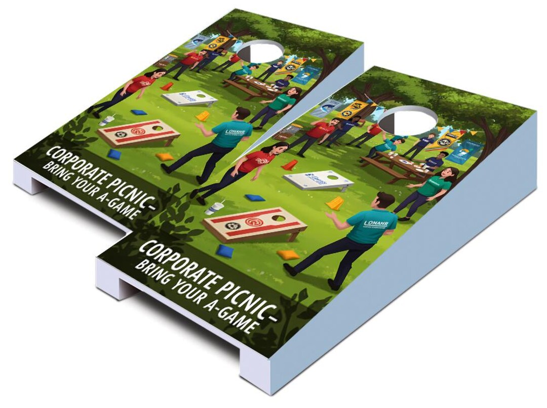Corporate Picnic Park Bring Your A Game Cornhole Set With Bags ...