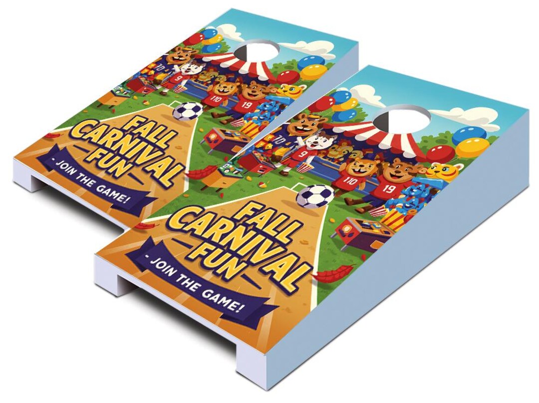Fall Carnival Fun Join the Game Animal Carnival Cornhole Set With Bags ...