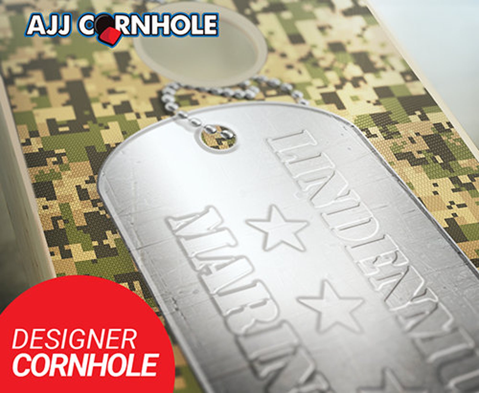 Personalized Military Dog Tag Set W/ Bags - Cornhole Set - Cornhole ...