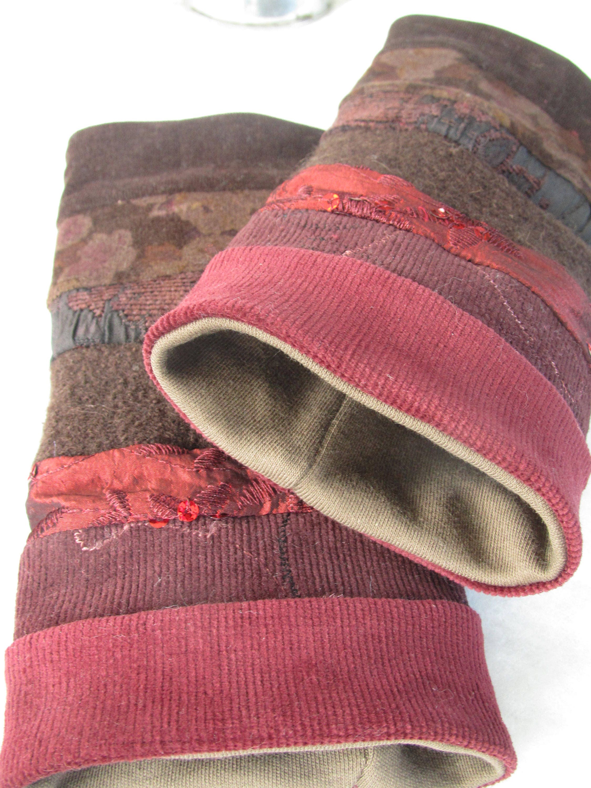 Pulse Warmers Gauntlet Gloves Arm Wrist Warmers Brown Red | Etsy