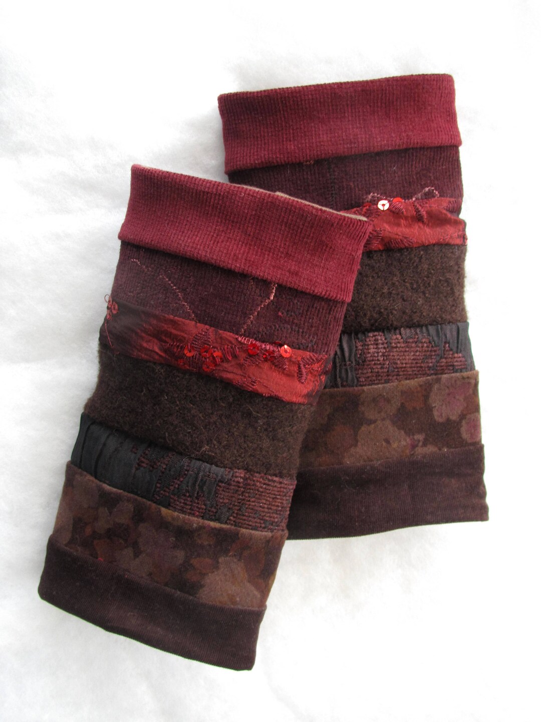 Pulse Warmers Gauntlet Gloves Arm Wrist Warmers Brown Red - Etsy