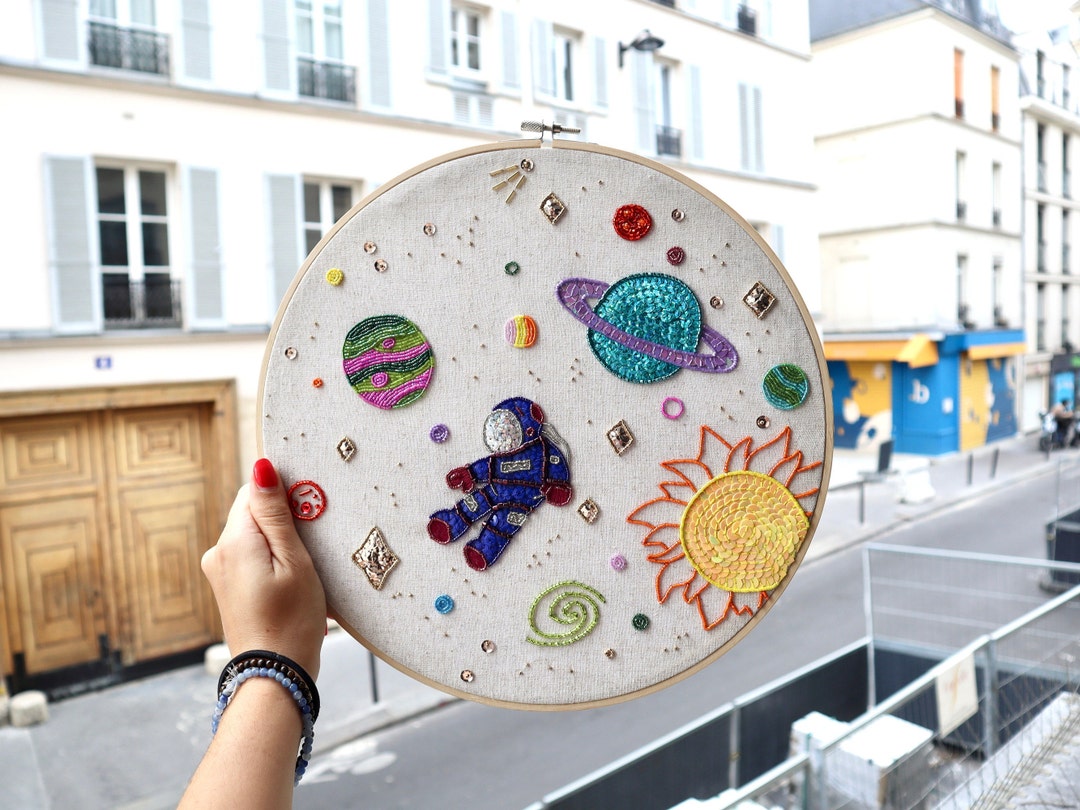 Giant Cosmos, Galaxy, Astronaut Embroidery - Etsy