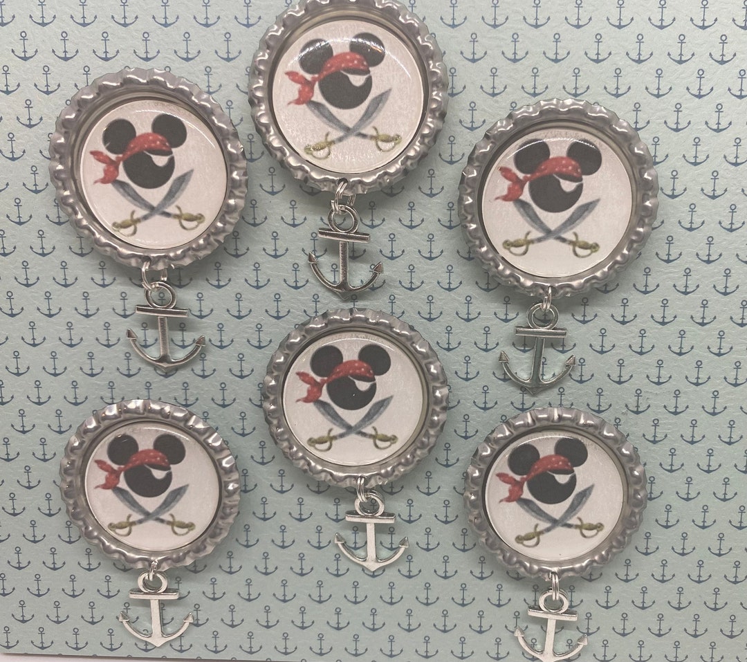 Disney Cruise Pirate Mickey Magnets, Silver Anchor Charm / Set of 6 or ...