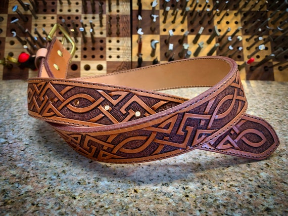 Celtic Knot Hand Made Leather Belt | Etsy