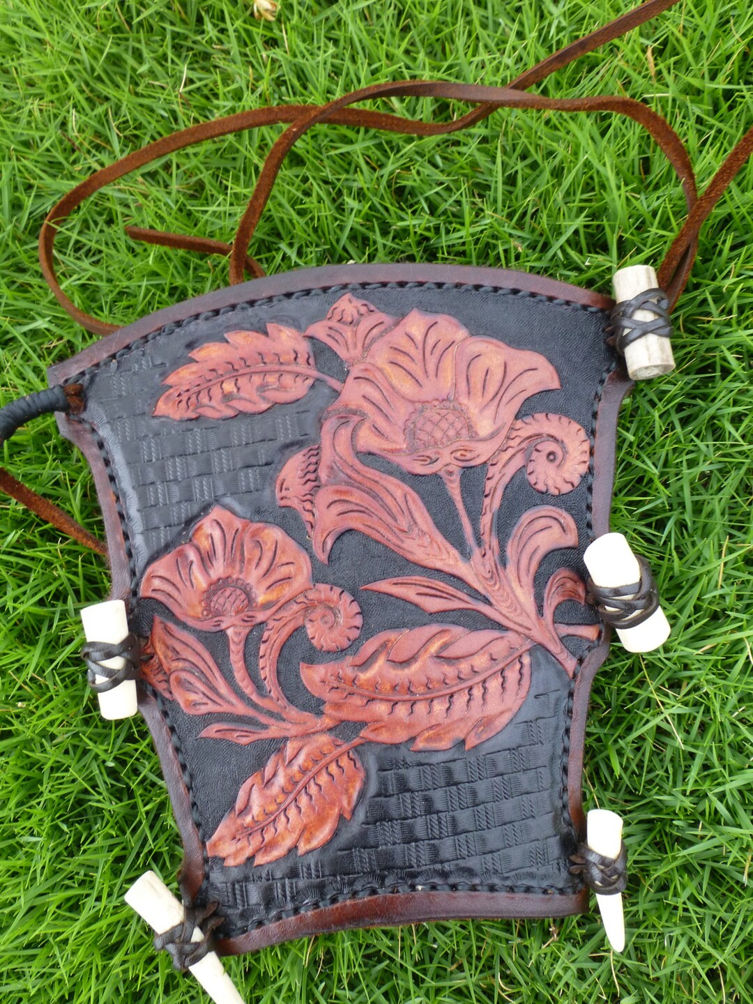 Western Floral Tooled Leather Archery Arm Guard - Etsy