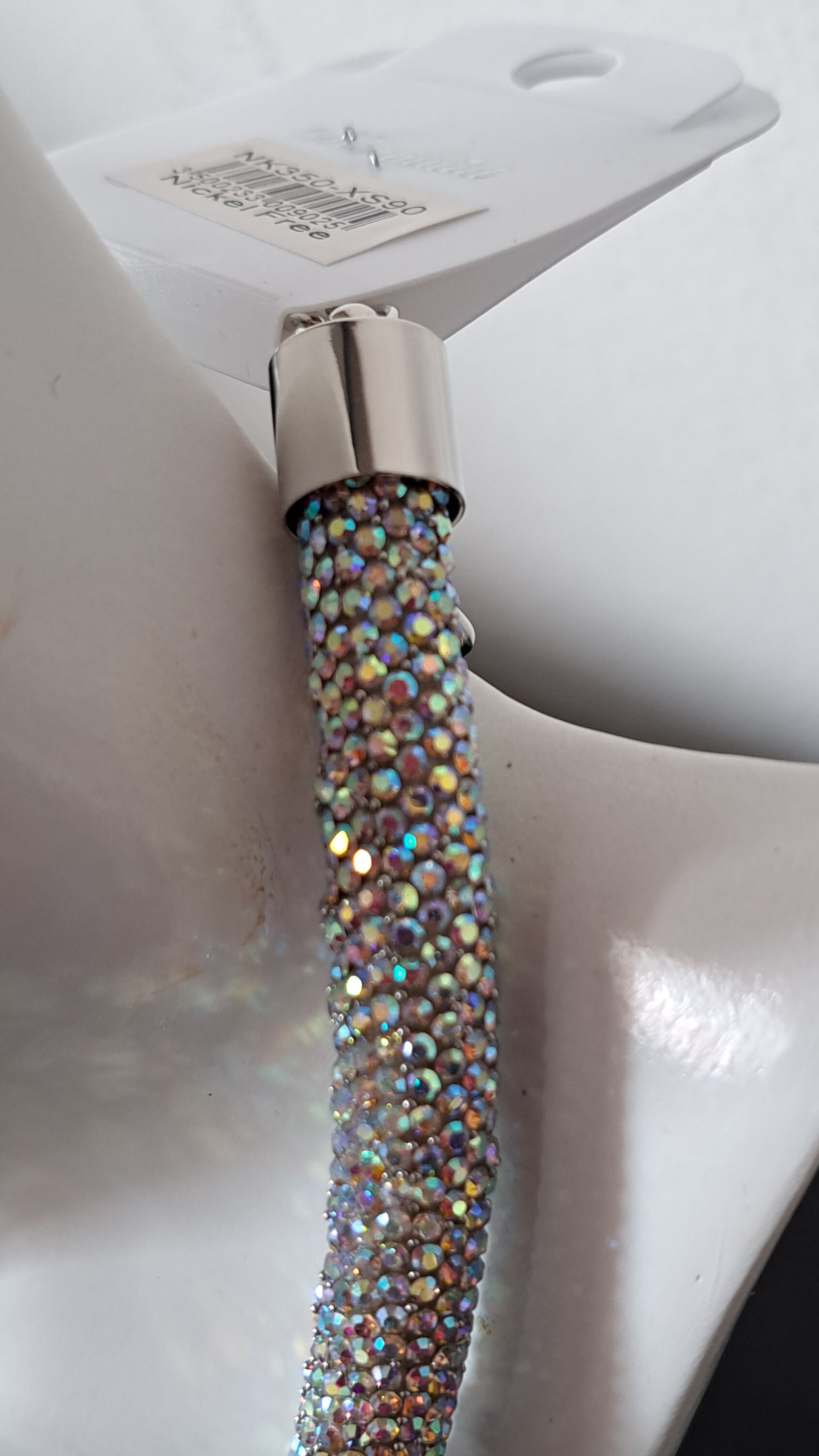 Women Elegant Silver Multi Colour Chunky Rope Effect Rhinestone Sparkly ...