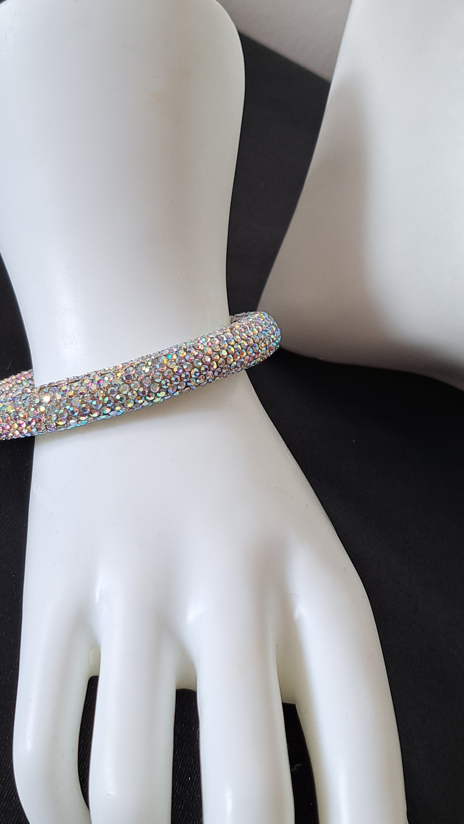 Women Elegant Silver Multi Colour Chunky Rope Effect Rhinestone Sparkly ...