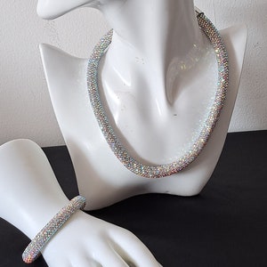 Women Elegant Silver Multi Colour Chunky Rope Effect Rhinestone Sparkly ...