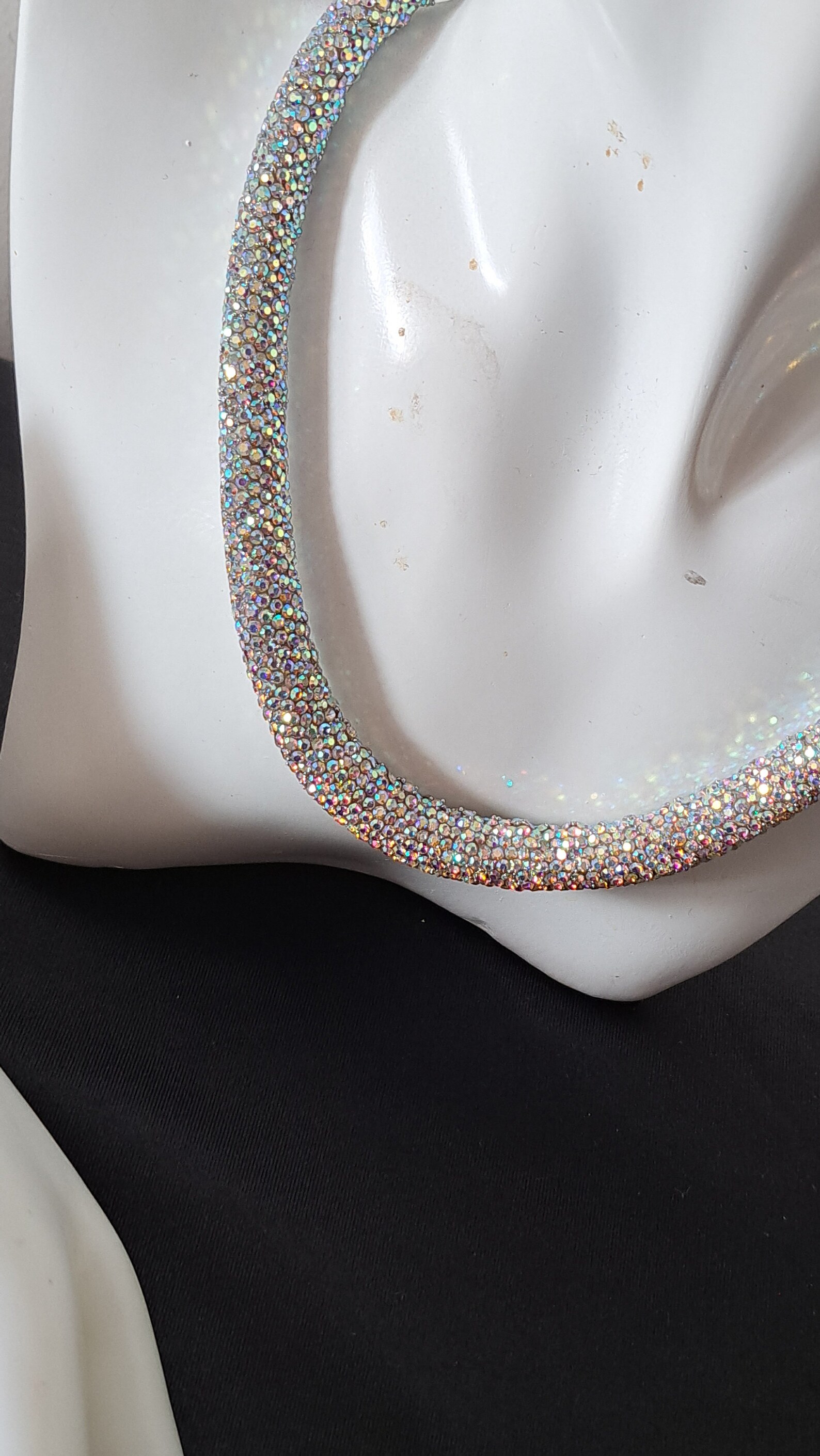 Women Elegant Silver Multi Colour Chunky Rope Effect Rhinestone Sparkly ...