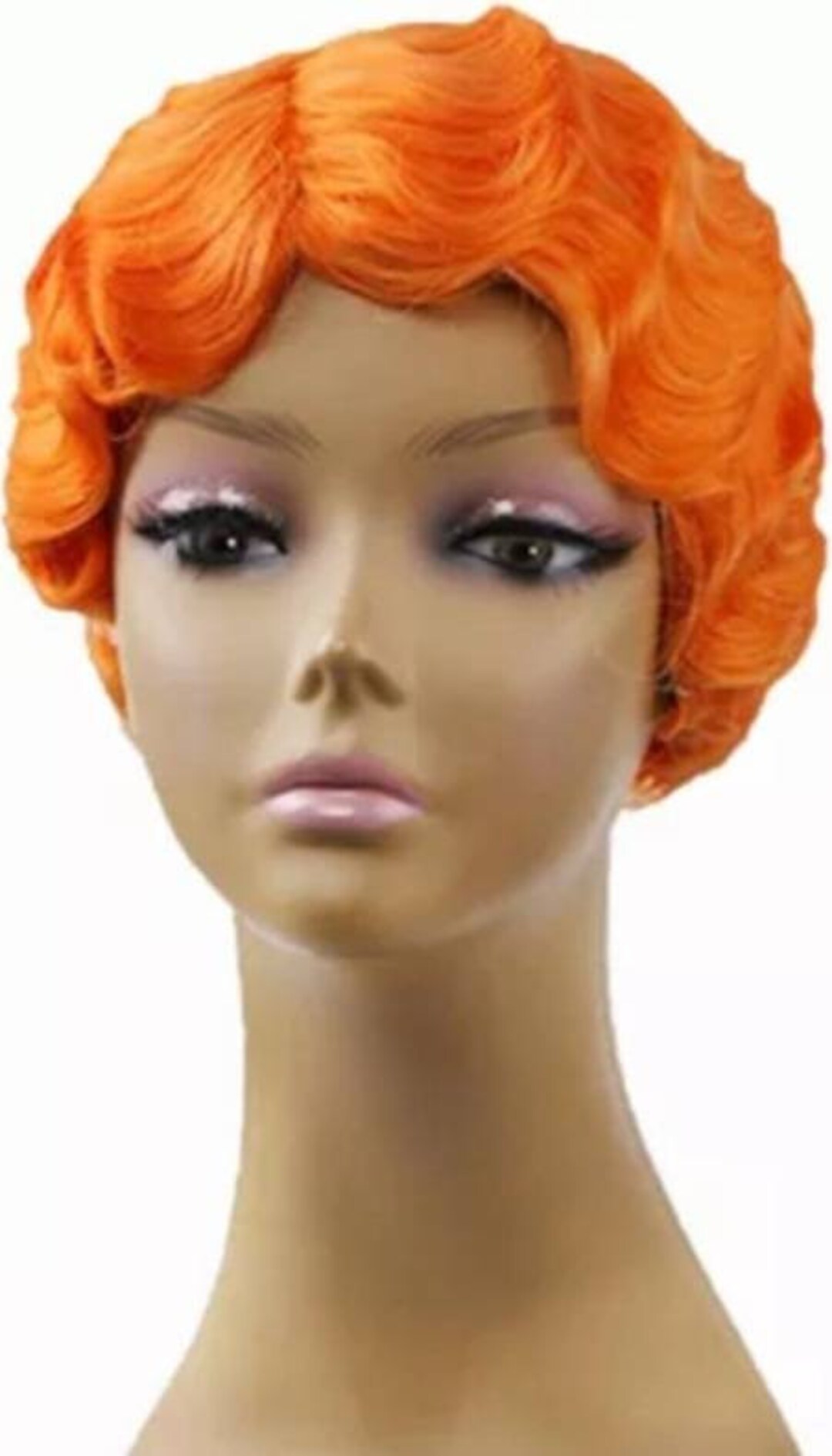 Women Orange Curly Finger Wave Wig High Quality Synthetic Wig - Etsy