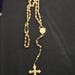 Rosary Stainless Steel Gold Colour Long Chunky Cross Pendant Chain Long ...
