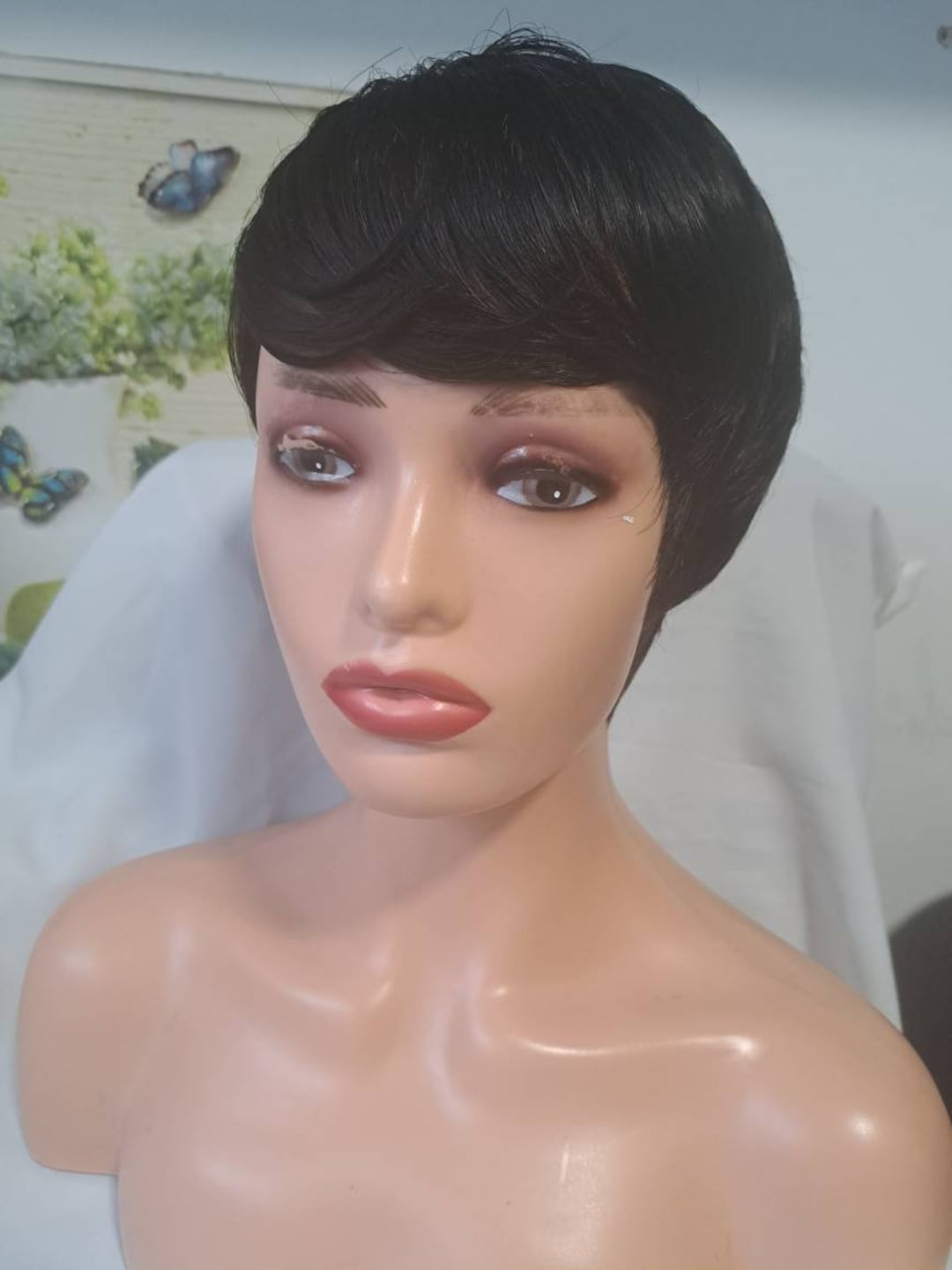 100% Human Hair Short Pixie Wig Natural Colour - Etsy