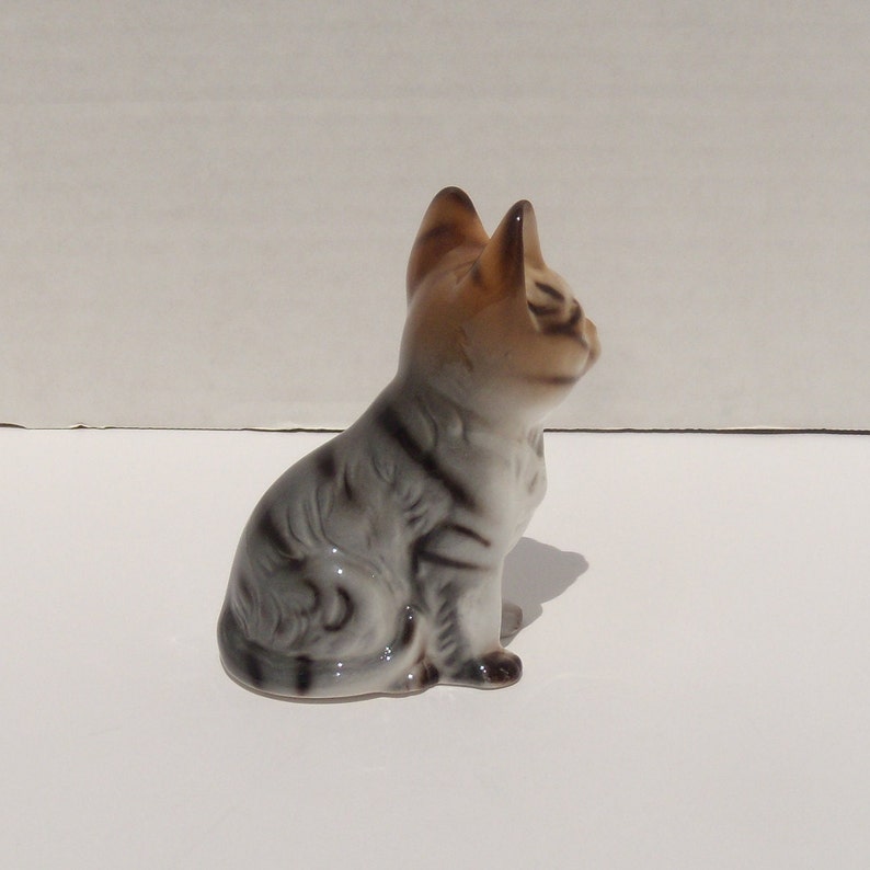 Bone China Tabby Cat Figurine, Taiwan Made Gray Orange Tabby Cat ...