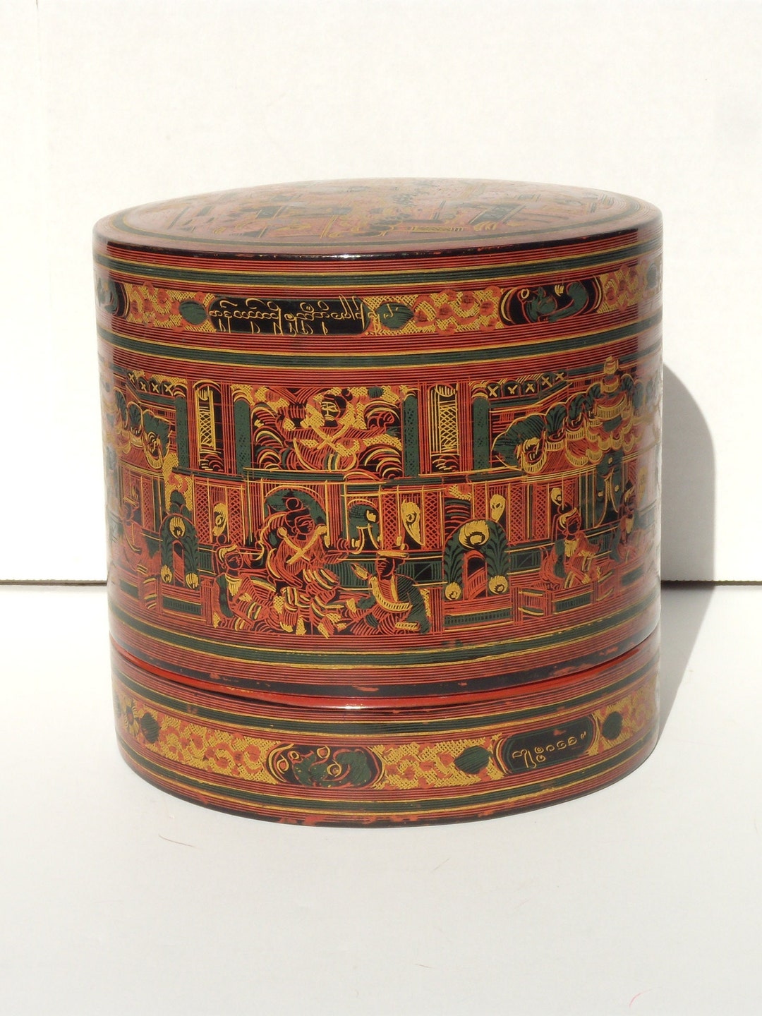 Burmese Betel Nut Box Set Burmese Four Piece Lacquer Round - Etsy