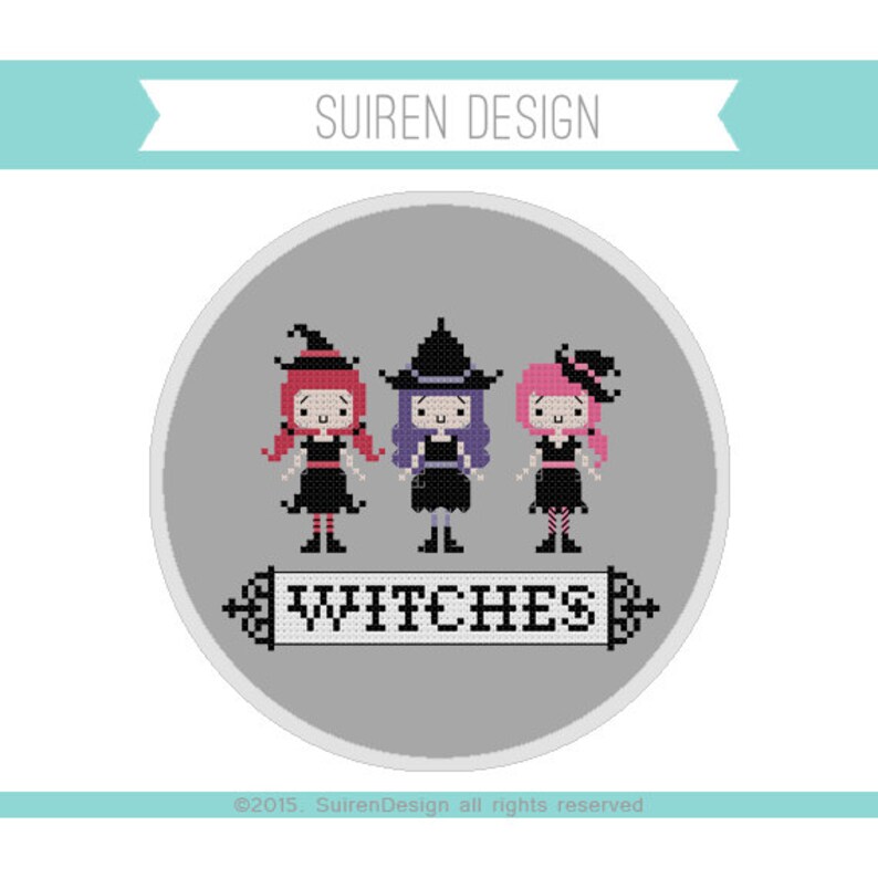 Three Cute Witches Cross Stitch PDF Digital Download - Etsy UK