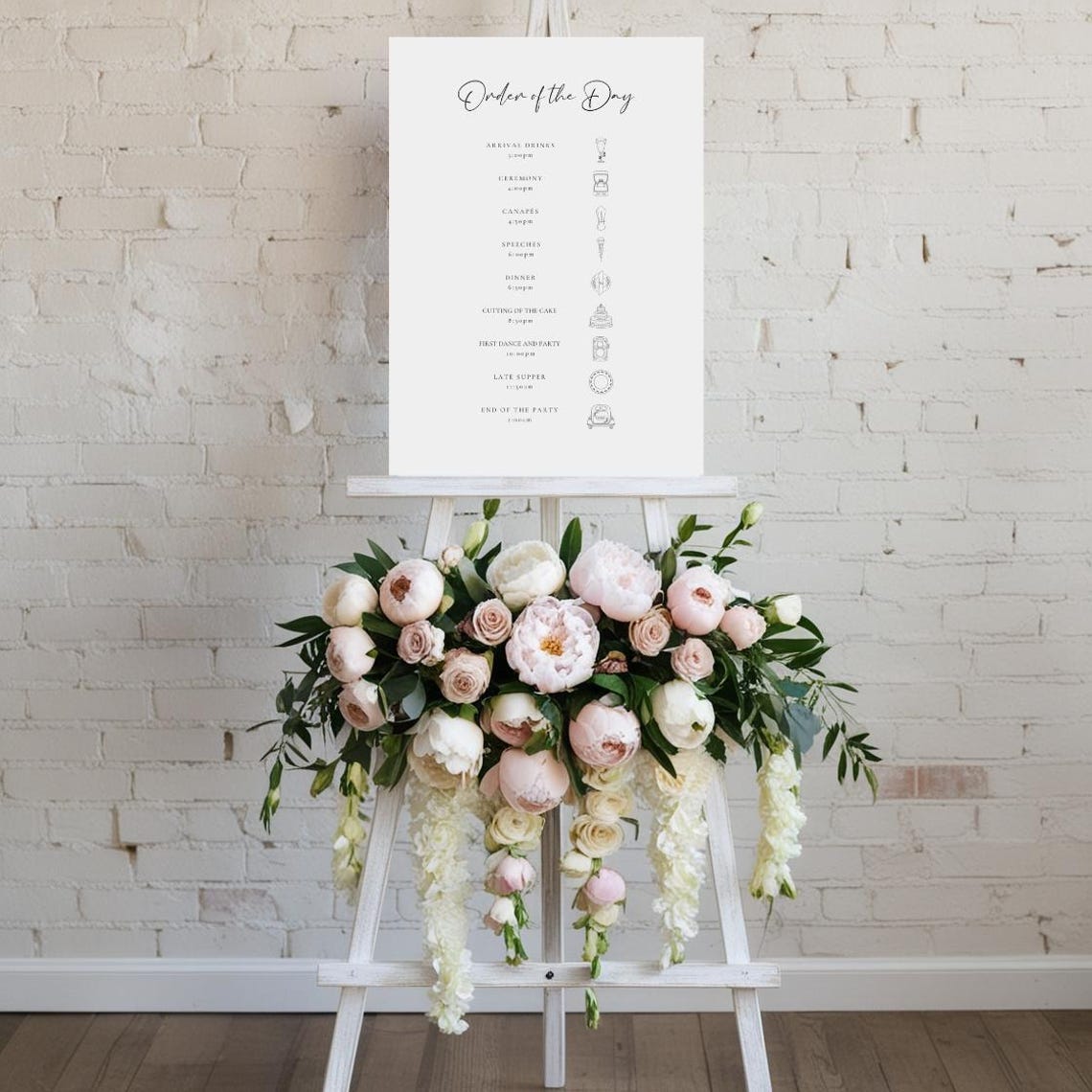 RIVER Calligraphy Wedding Order of the Day Icons, Wedding Schedule ...