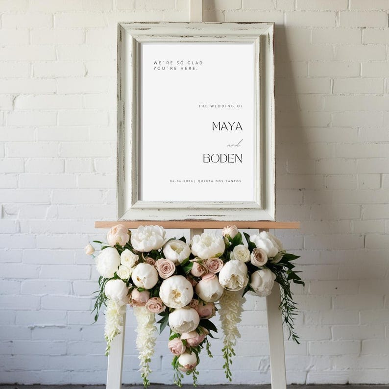MAYA Modern Wedding Welcome Sign Template, so Glad Youre Here ...