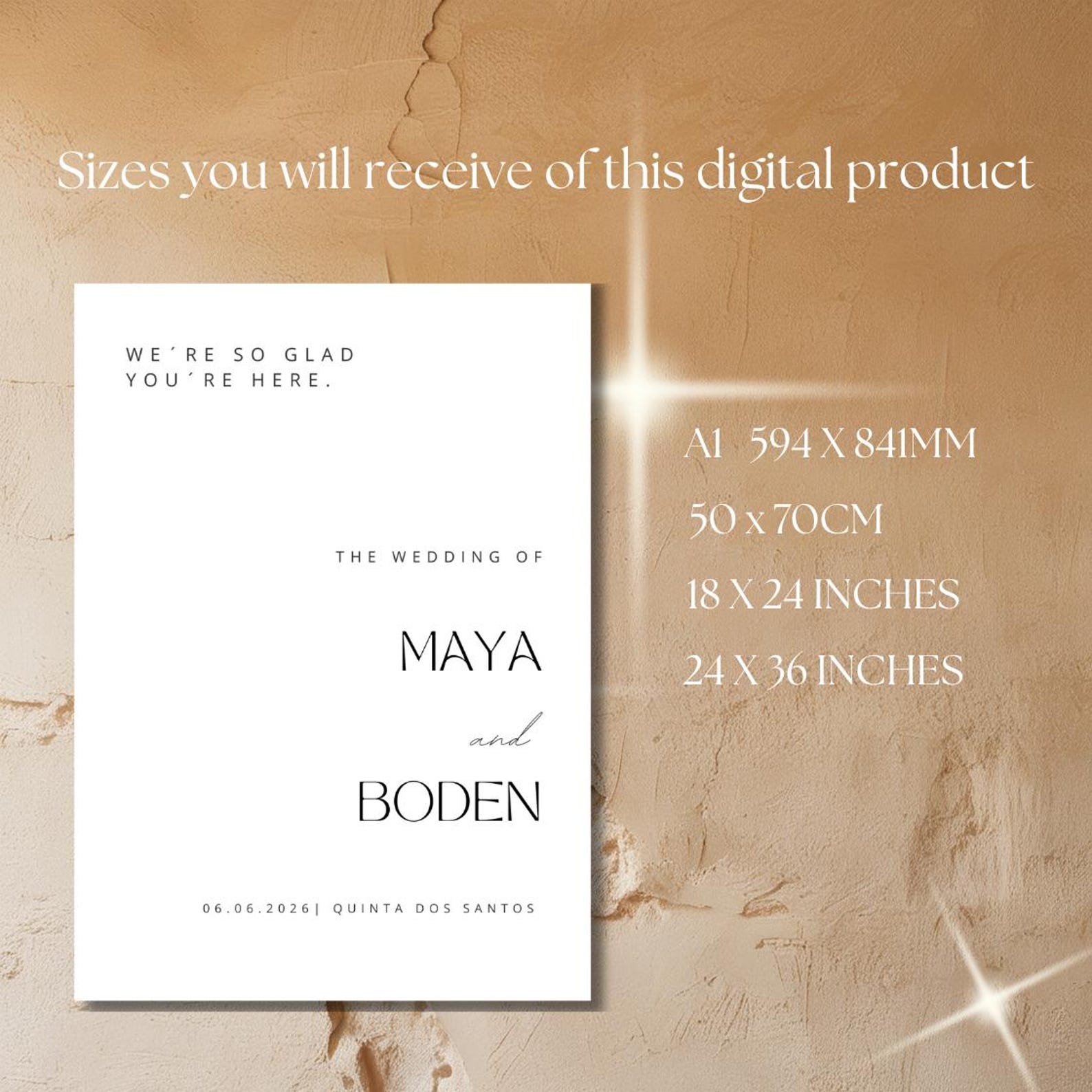 MAYA Modern Wedding Welcome Sign Template, so Glad Youre Here ...