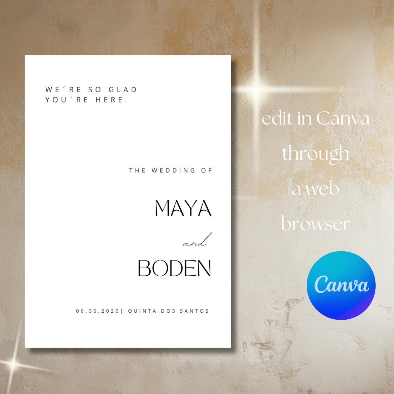 MAYA Modern Wedding Welcome Sign Template, so Glad Youre Here ...