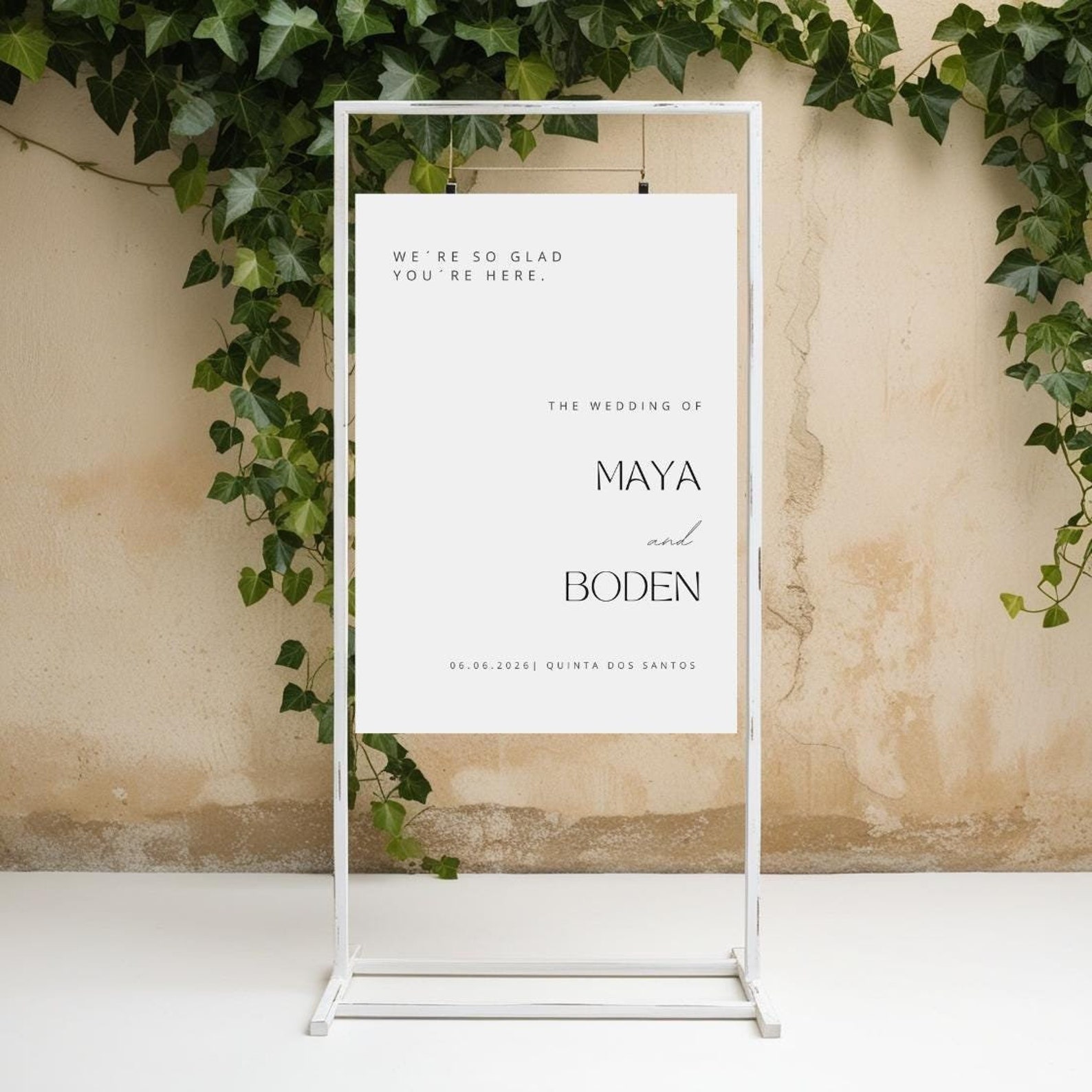 MAYA Modern Wedding Welcome Sign Template, so Glad Youre Here ...