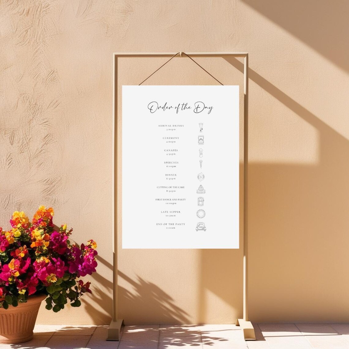 RIVER Calligraphy Wedding Order of the Day Icons, Wedding Schedule ...