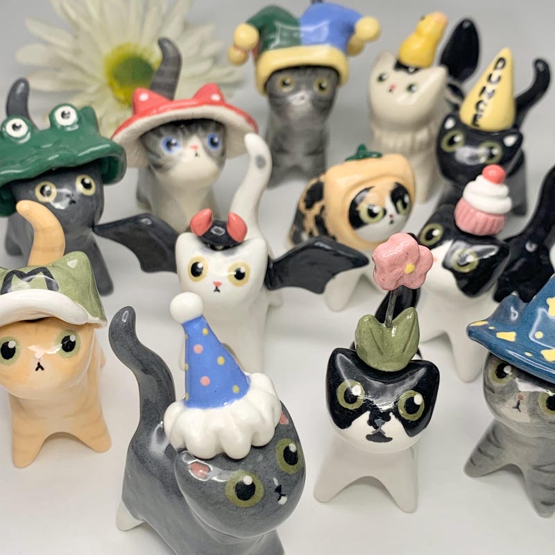 Ceramic Cat Figurine - Etsy