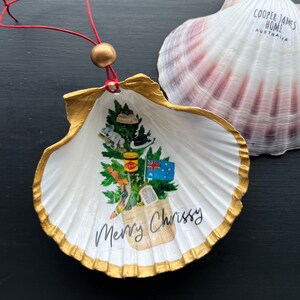 Merry Chrissy Tree, Oyster Shell Ornament Coastal Decor, Australian ...