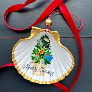 Merry Chrissy Tree, Oyster Shell Ornament Coastal Decor, Australian ...