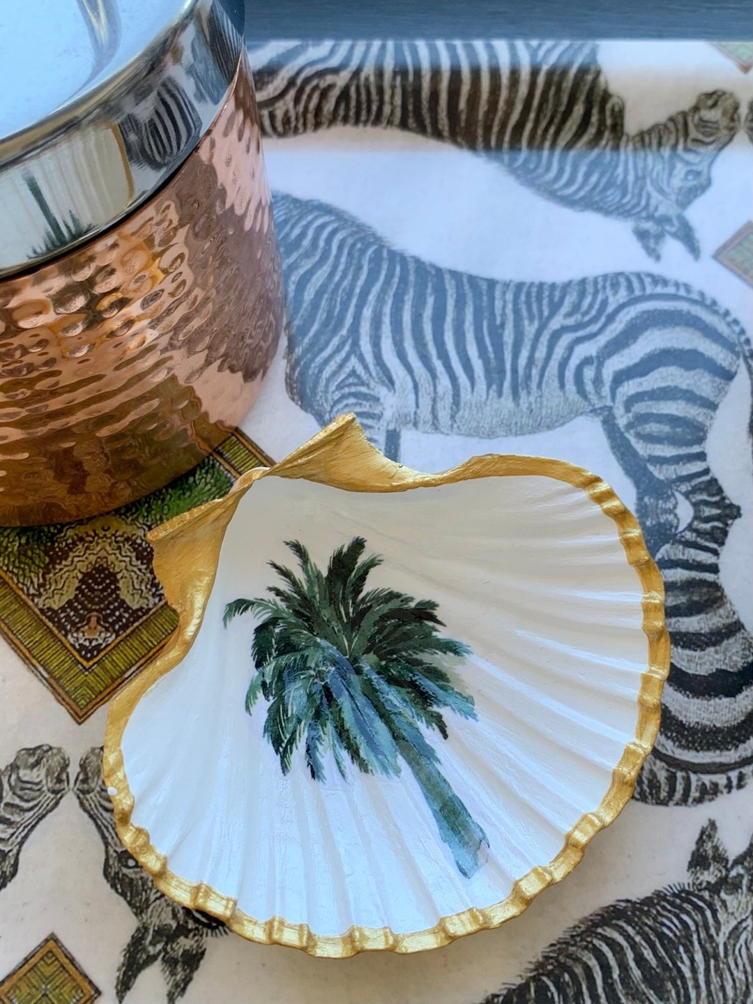 Palm Tree, Shell Ring Dish- Gift Idea, Palm Beach Chic, Decorative ...