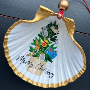 Merry Chrissy Tree, Oyster Shell Ornament Coastal Decor, Australian ...