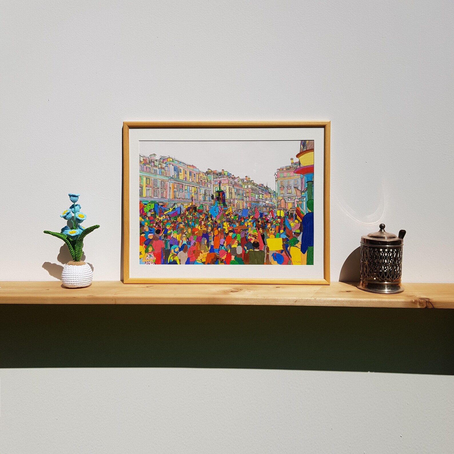 EU March, Pall Mall. Multicoloured Pencil Drawing. High Quality Print ...