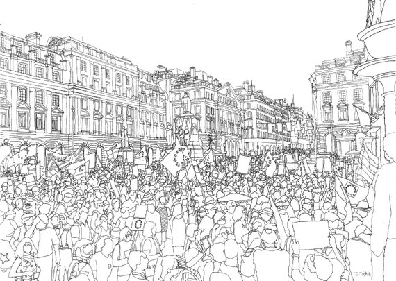 EU March Down Pall Mall. Pen and Ink Drawing. Print - Etsy